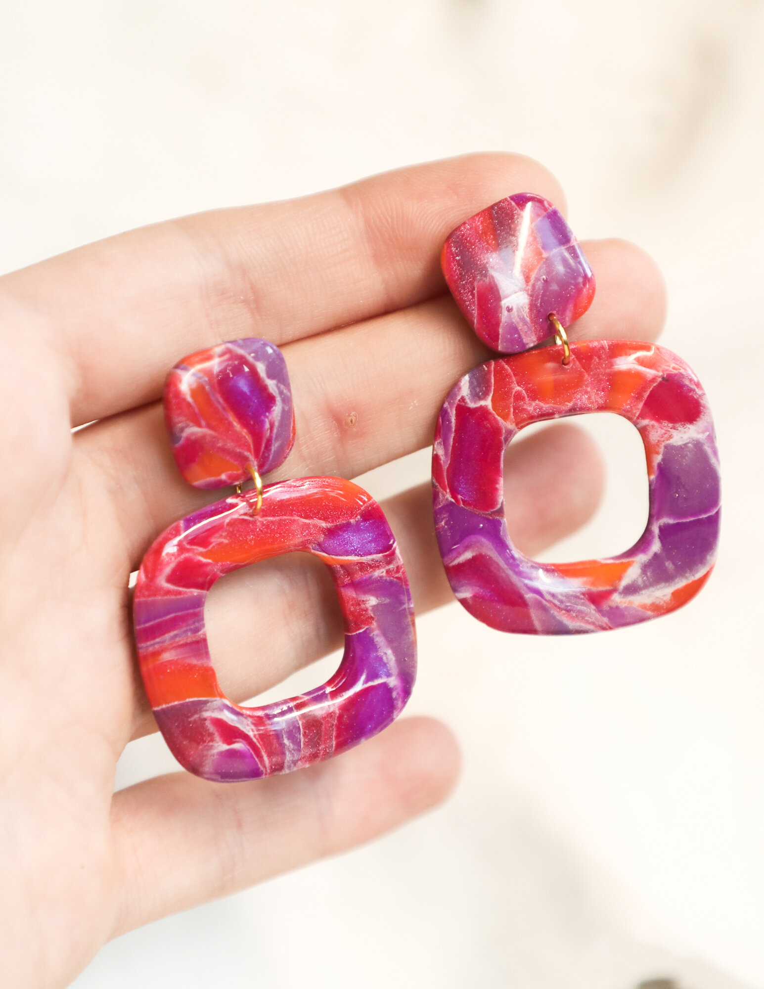 Серьги с подвесками, полимерная глина