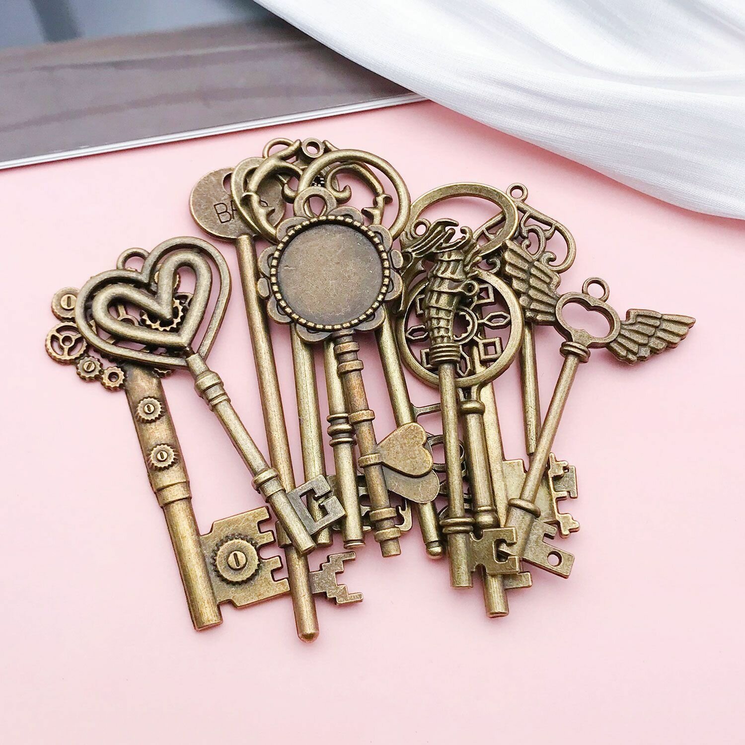 12 наборов "Античные бронзовые ключи" для создания ювелирных украшений