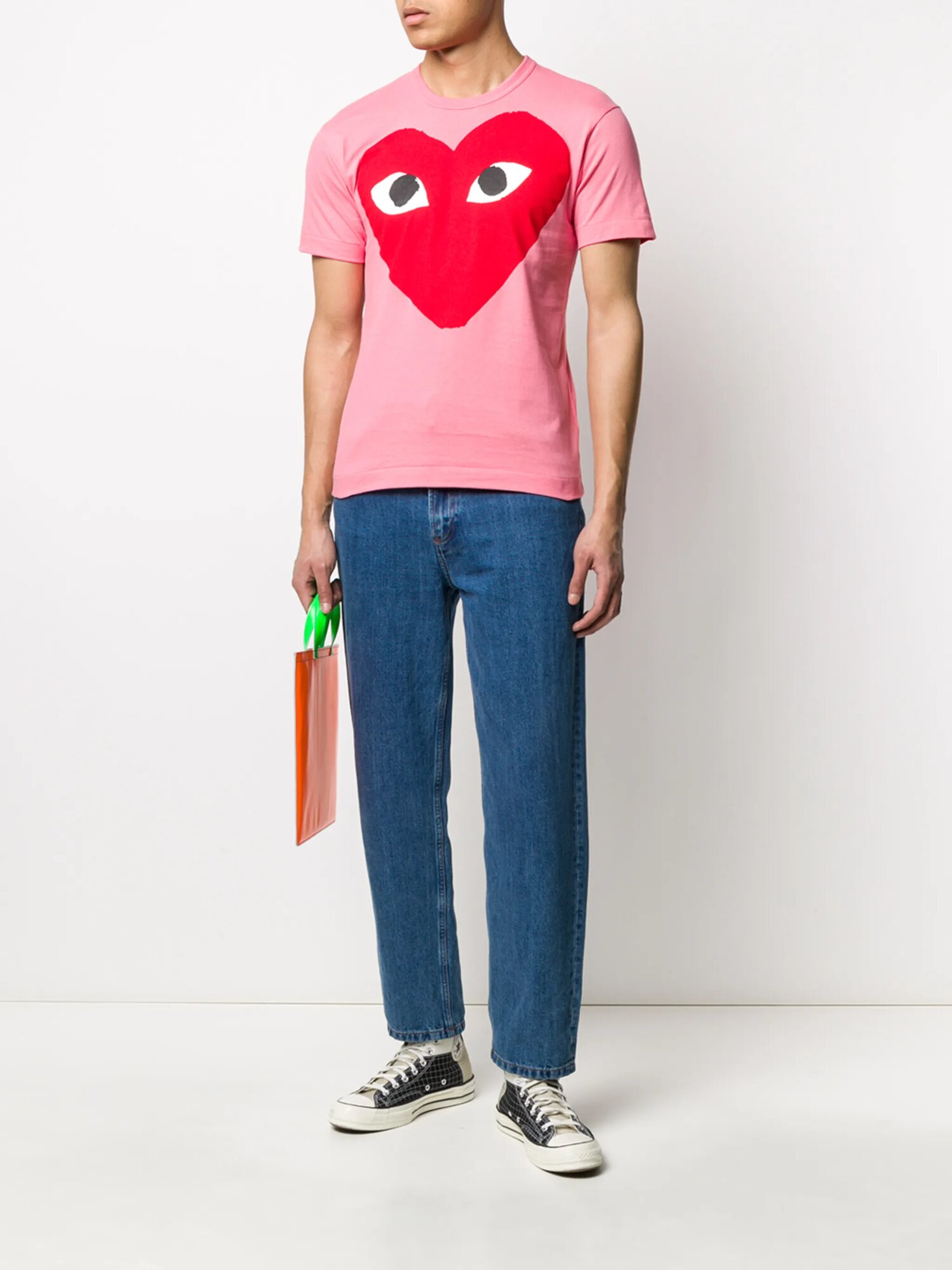 Футболка Comme des Garcons PLAY, размер 2XL, розовый — фото 1