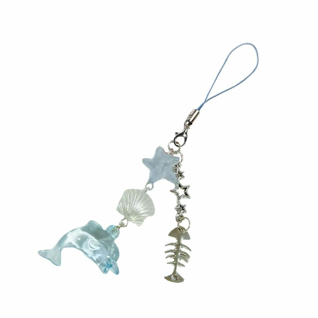 Брелок, Голубая морская звезда в виде ракушки Дельфина на цепочке для мобильного телефона с подвеской-шнурком