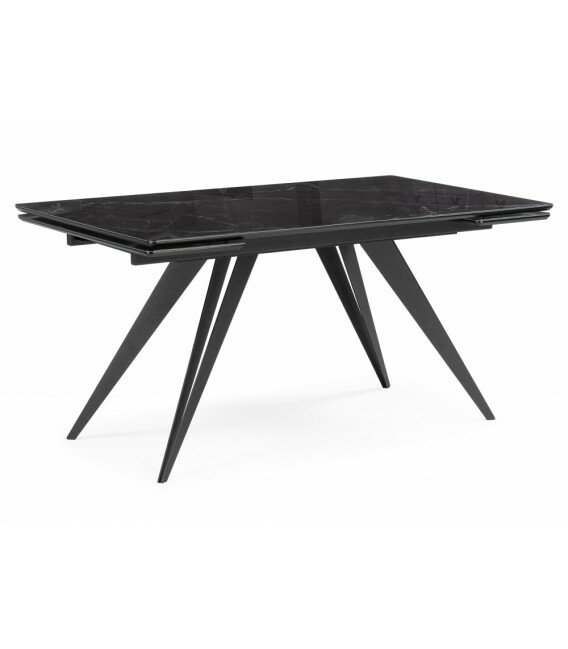 Стол стеклянный Spoke 140(200)х80 черный мрамор / черный 9625983