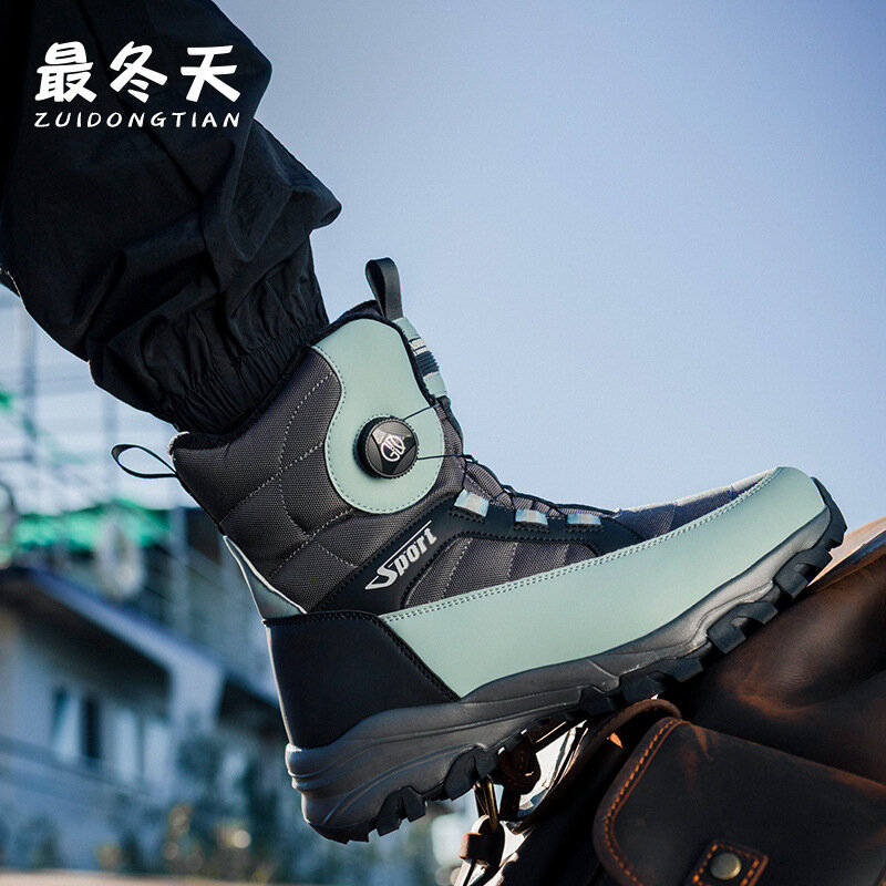 Мужские теплые зимние ботинки, ботинки с флисовой подкладкой и утолщенным хлопком, горнолыжные ботинки для активного отдыха, водонепроницаемые и нескользящие ботинки из хлопка, мужские ботинки Martin