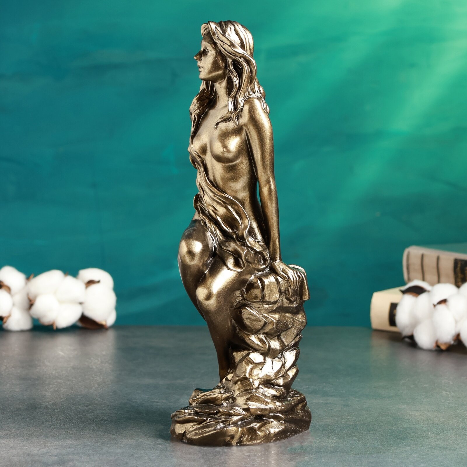 Фигурка гипс «Девушка на скале», бронза, 32 см