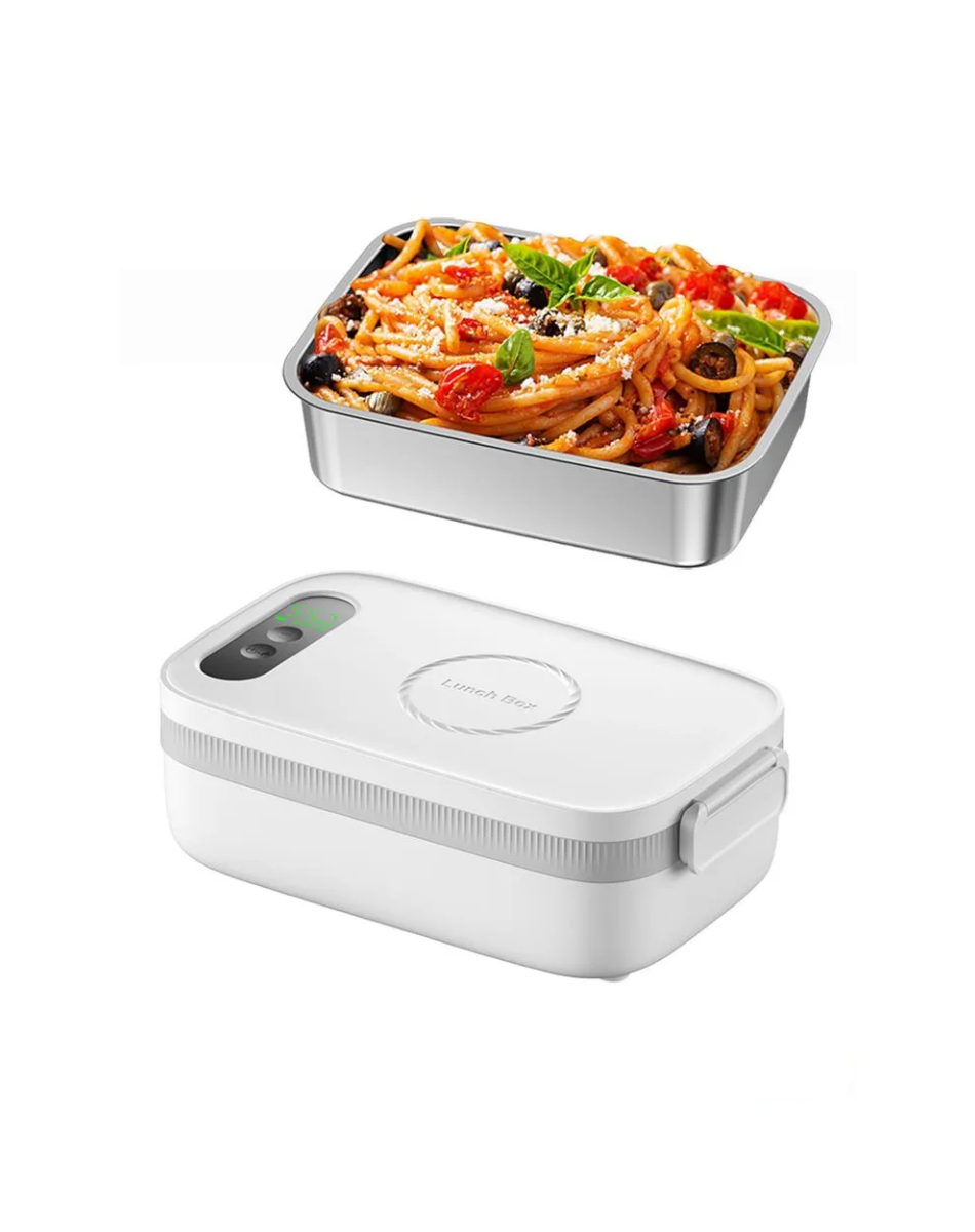 Heating lunch box, wireless charging heating lunch box, adjustable temperature, 1000ml, white