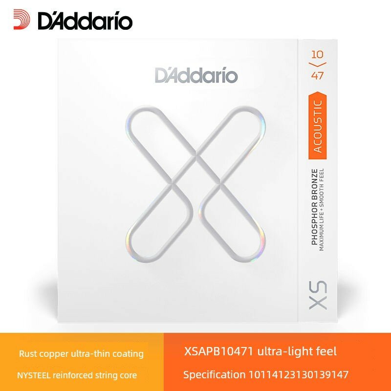 D'Addario XS покрытые фосфорно-бронзовые струны для акустической гитары комплект 10-47 экстра-легкие