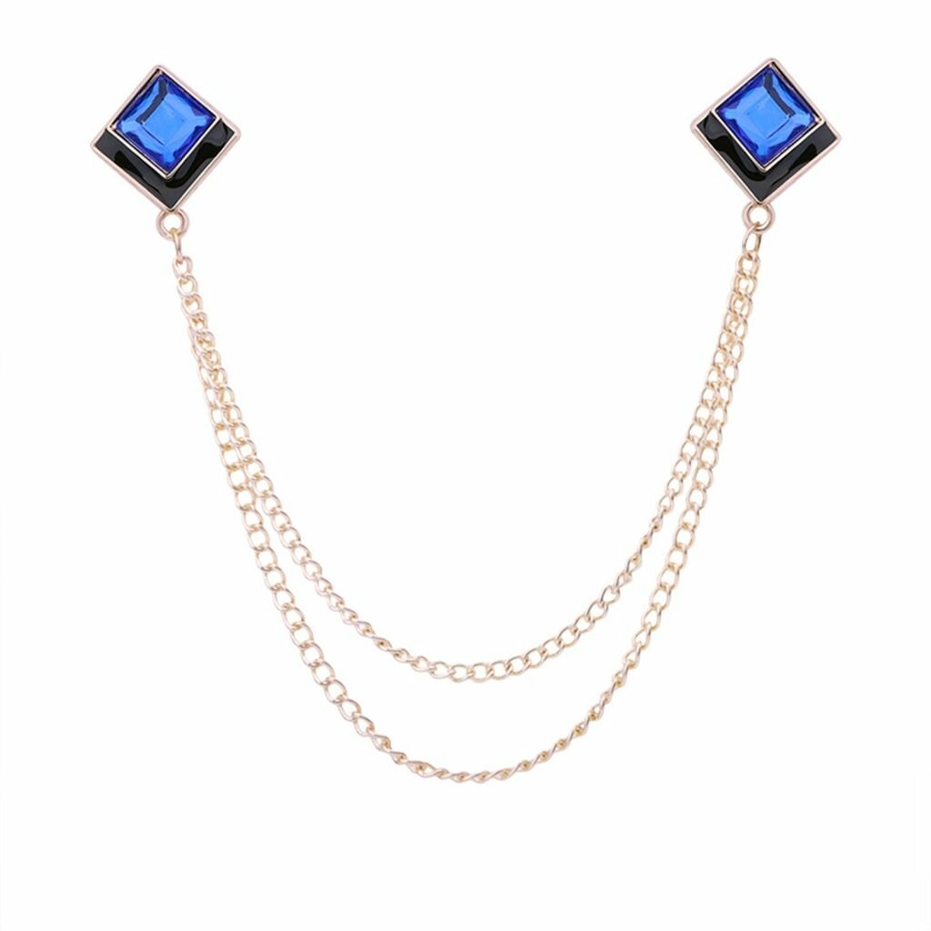 Элегантное квадратное украшение для воротника из прочного металла для рубашек и изысканных образов, Сапфир - Золотое дно