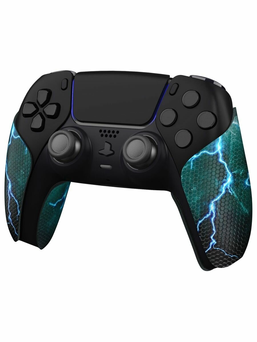 PlayVital Наклейки противоскользящие для геймпада PS5, улучшенный хват, Гром зелёной бури