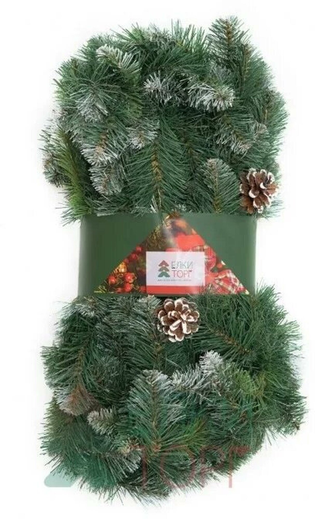 Гирлянда хвойная ЕлкиТорг Северное сияние заснеженная, 23029, 270*30 см, зеленый