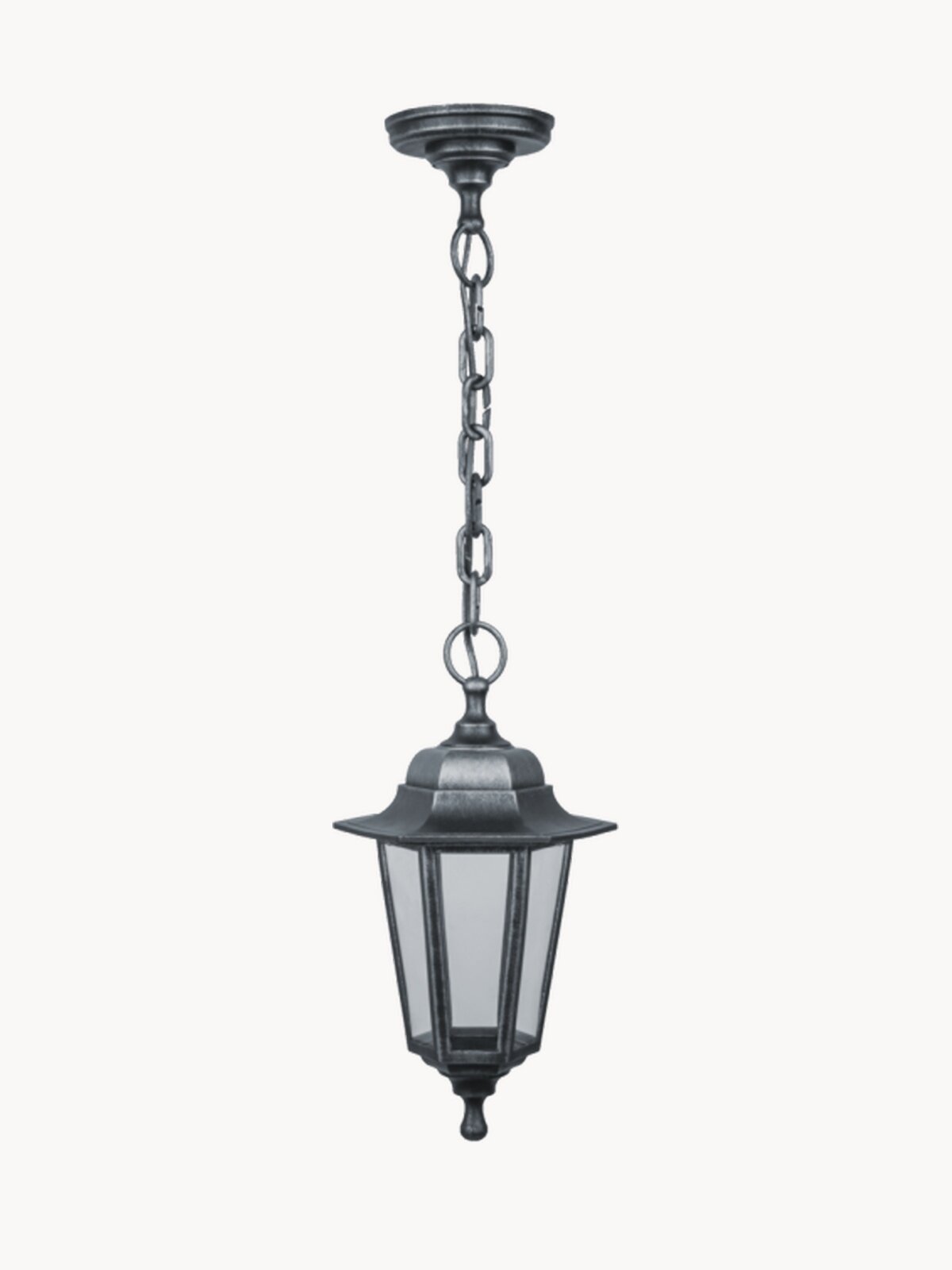 Светильник садовый подвесной Navigator 80 486, 6 граней, черный под серебро, IP44, цоколь E27