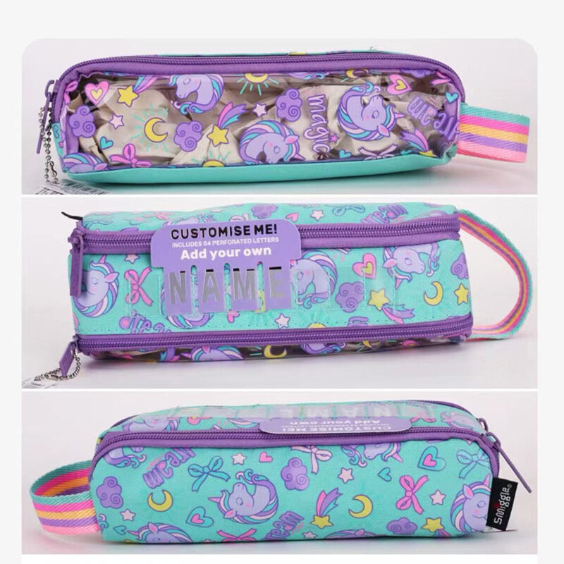 Пенал Smiggle, для карандашей, зеленый, на молнии, бесшумный, 22,5x6,5 см