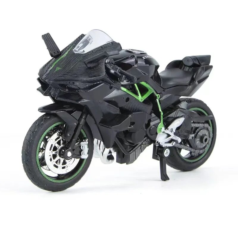 Модель мотоцикла Kawasaki H2R из металла 1:18 Темно-зеленый, Black-boxed