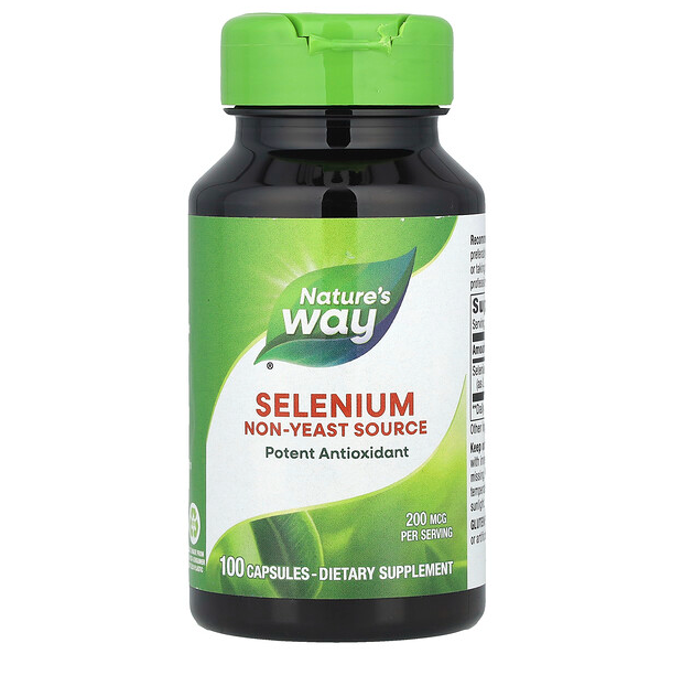 Nature's Way, Бездрожжевой селен, Yeast-free Selenium, 200 мкг, 100 капсул