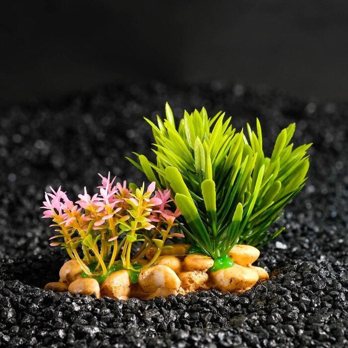 Растение искусственное аквариумное, на подставке под камень, 14×11×7 см