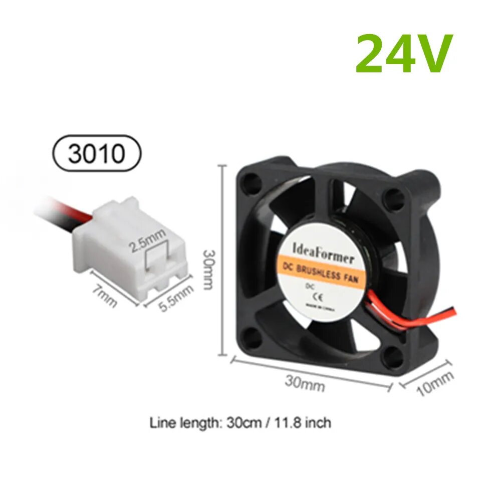 Вентилятор охлаждения для 3D-принтера 2510 3010, 1 шт, кулер радиатора DC5/12/24 В 25x25x1/30x30x10 мм, 2-контактный XH2.54 кабель для Reprap J-head Hot End