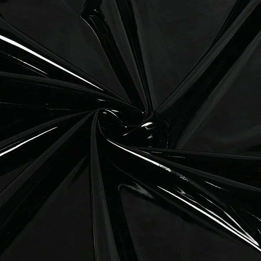 Искусственная глянцевая виниловая кожа для пошива Черный, Black