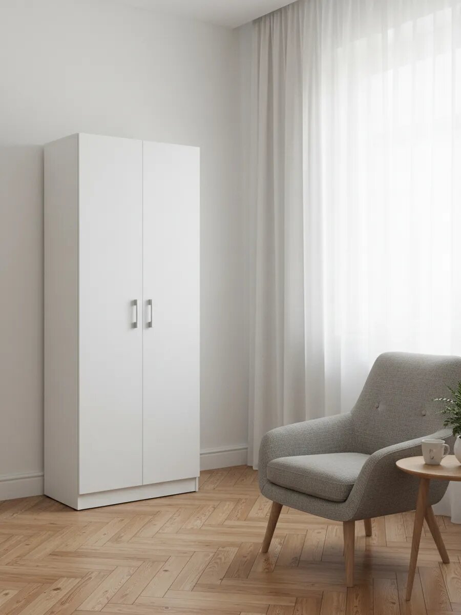 Распашной шкаф FRESTER с полками деревянный в прихожую для одежды, от производителя