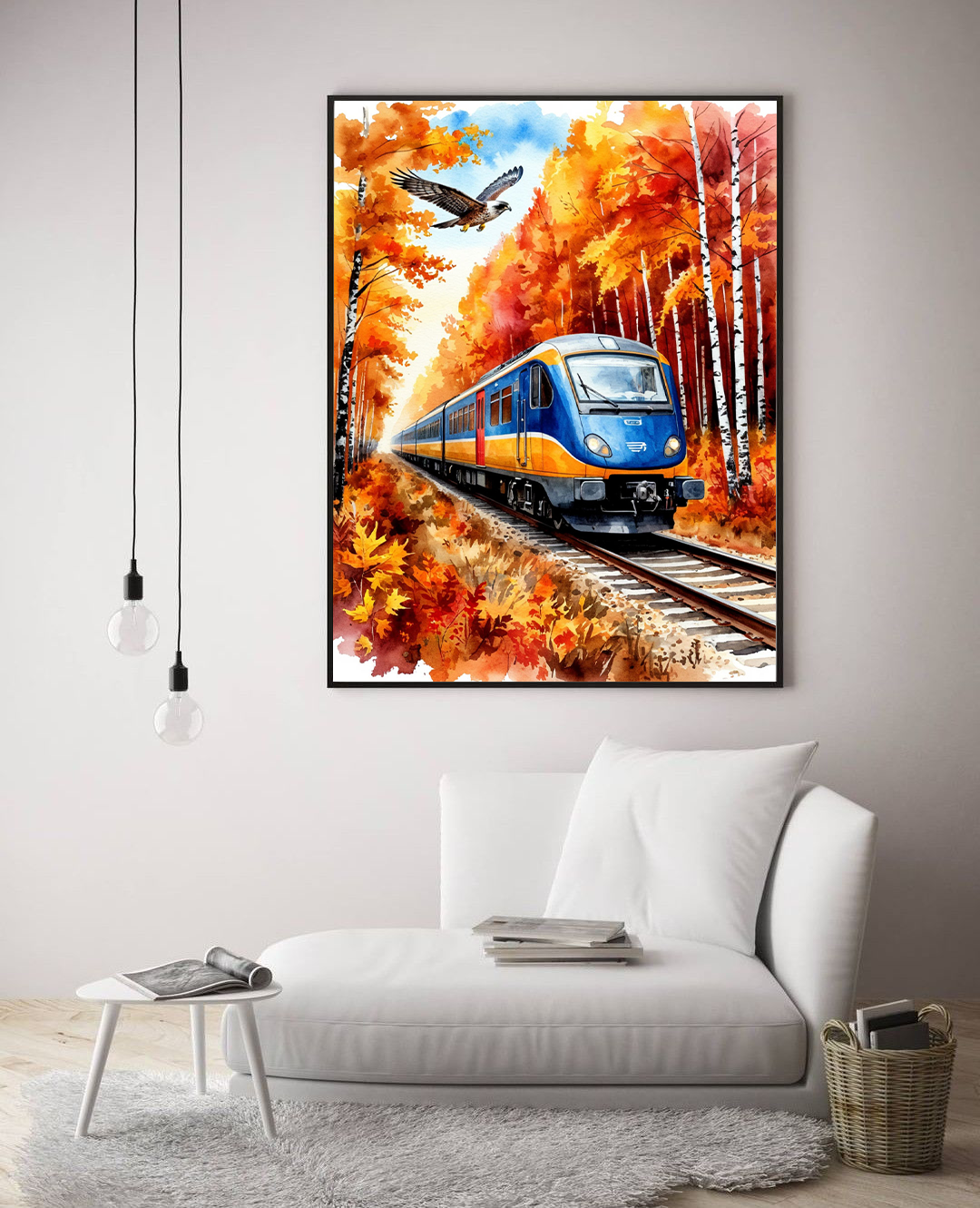 Картина на стену для интерьера "Электропоезд Сапсан" 40х50 см, холст на подрамнике, InterHobby