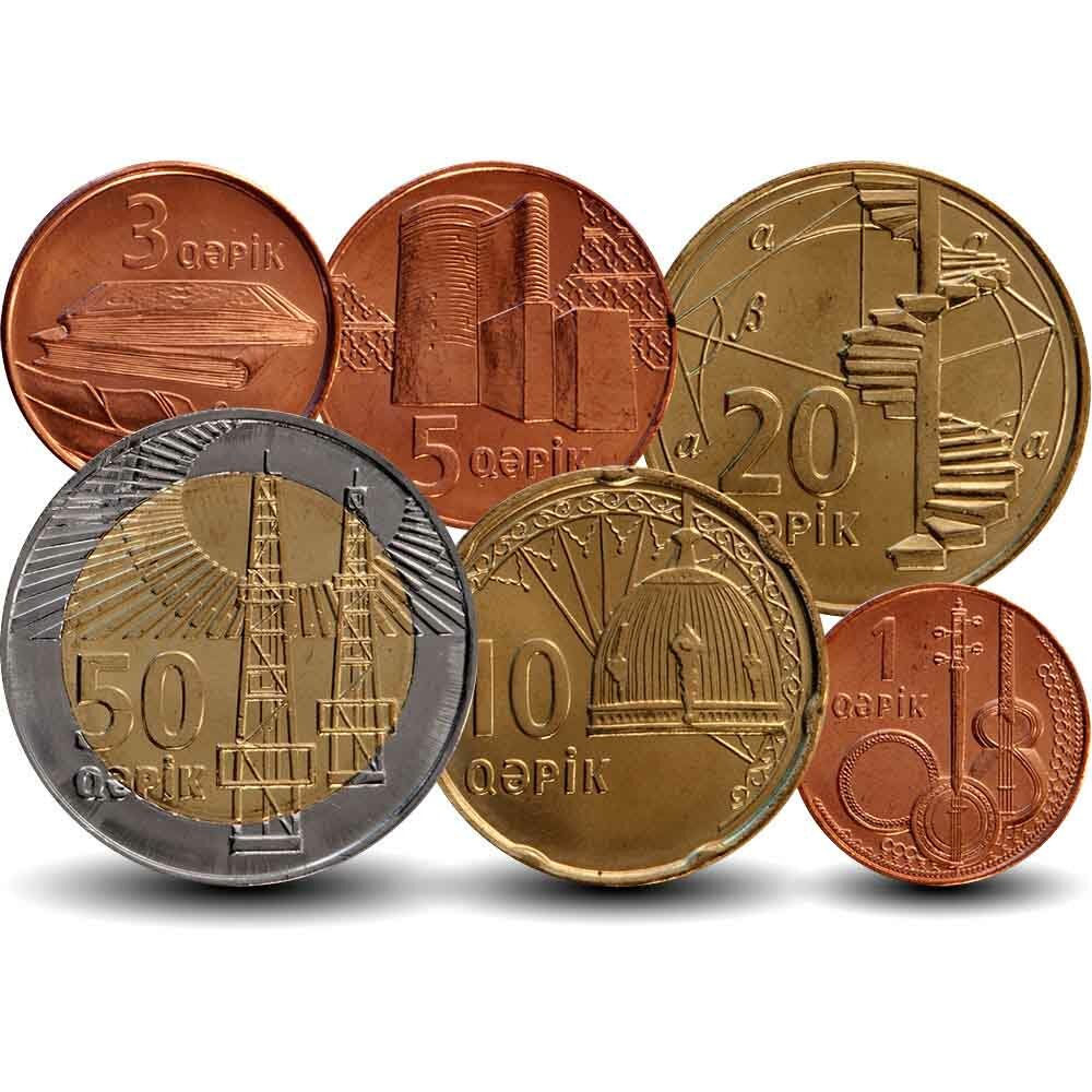 Набор монет Азербайджана 2006 год - 50, 20, 10, 5, 3, 1 гяпик
