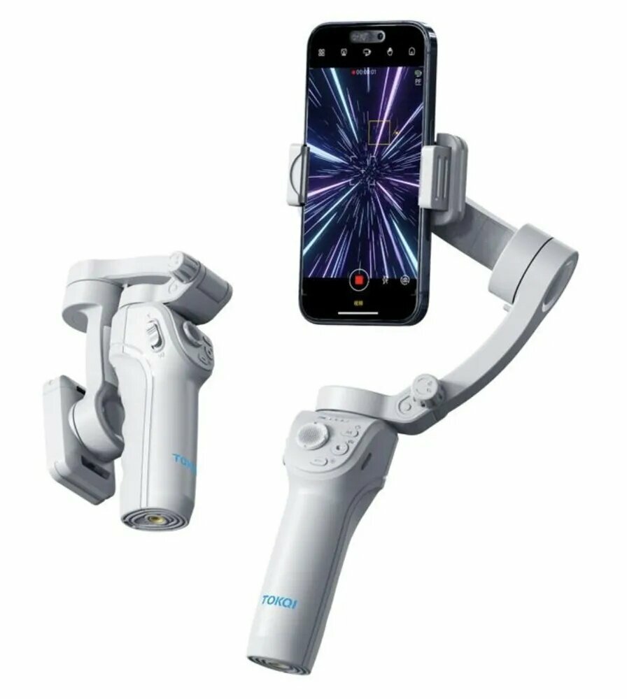Электронный стабилизатор для телефона TOKQI-M01 трехосевой, стедикам для смартфона