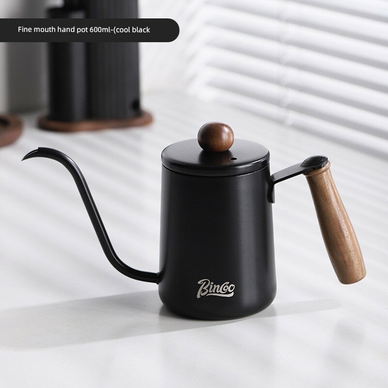 Bincoo Темно-Черный Кофейный Керамический Кettle, 600 мл, Точная Сливная Трубка для Любителей Кофе