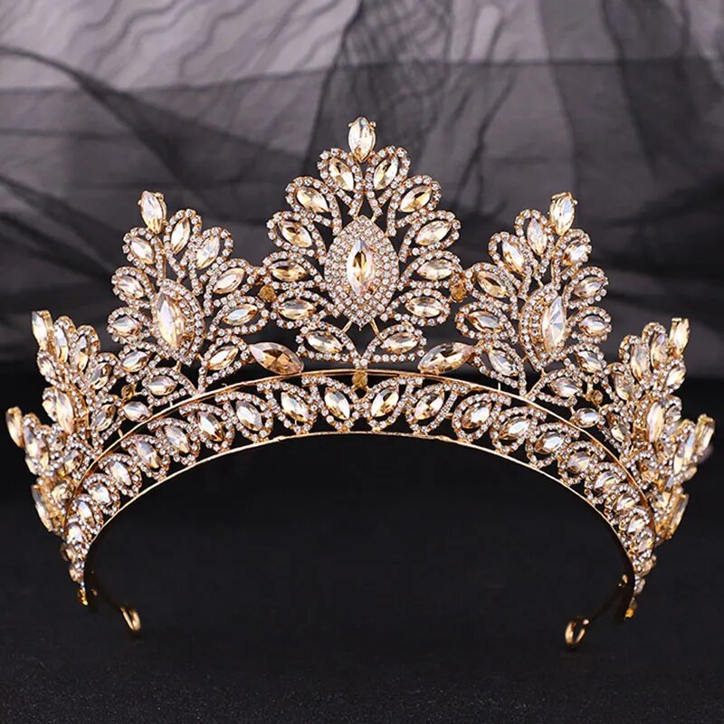 Диадема на голову, хрусталь, Gold H261