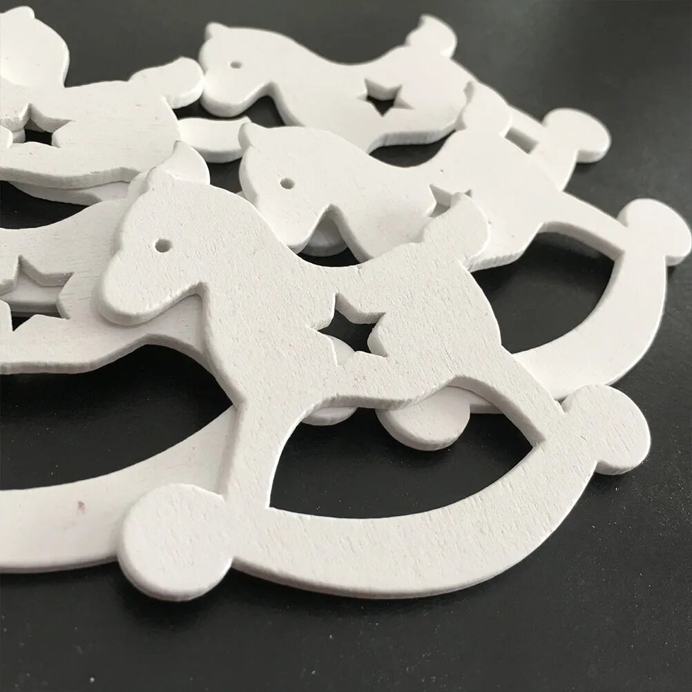 Деревянные подвески-лошадки, набор из 10 штук