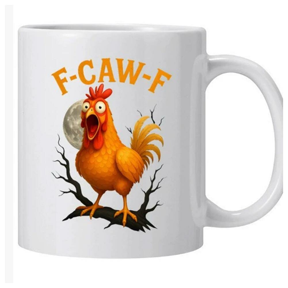 Керамическая кофейная кружка Ainiupi Caw-F с изображением цыпленка, забавная кофейная кружка с изображением сердитого петуха, юмористический подарок для офисных работников и друзей.