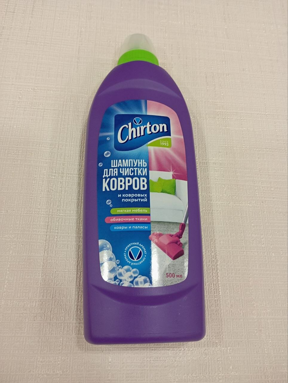 Шампунь для чистки ковров и мягкой мебели Chirton от пятен, загрязнений и запаха, 500 мл