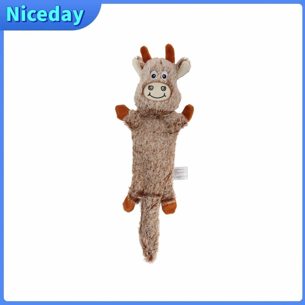 Плюшевая игрушка для собак в форме животного, скрипучая, бык