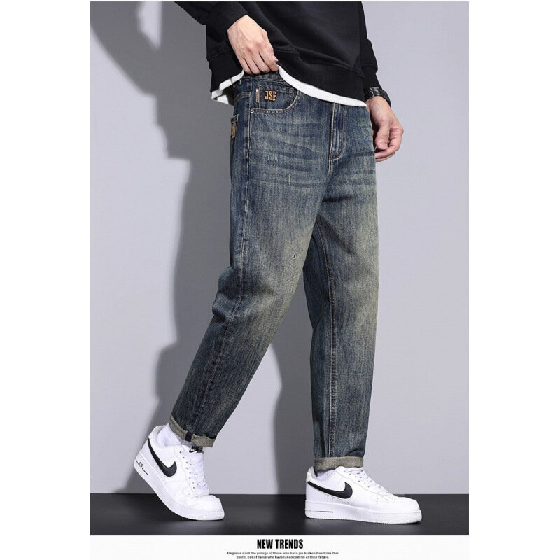 MON Мужские Джинсы Премиум Европейские Вышивка Слим Эластичные Кэжуал Деним, Размер_29