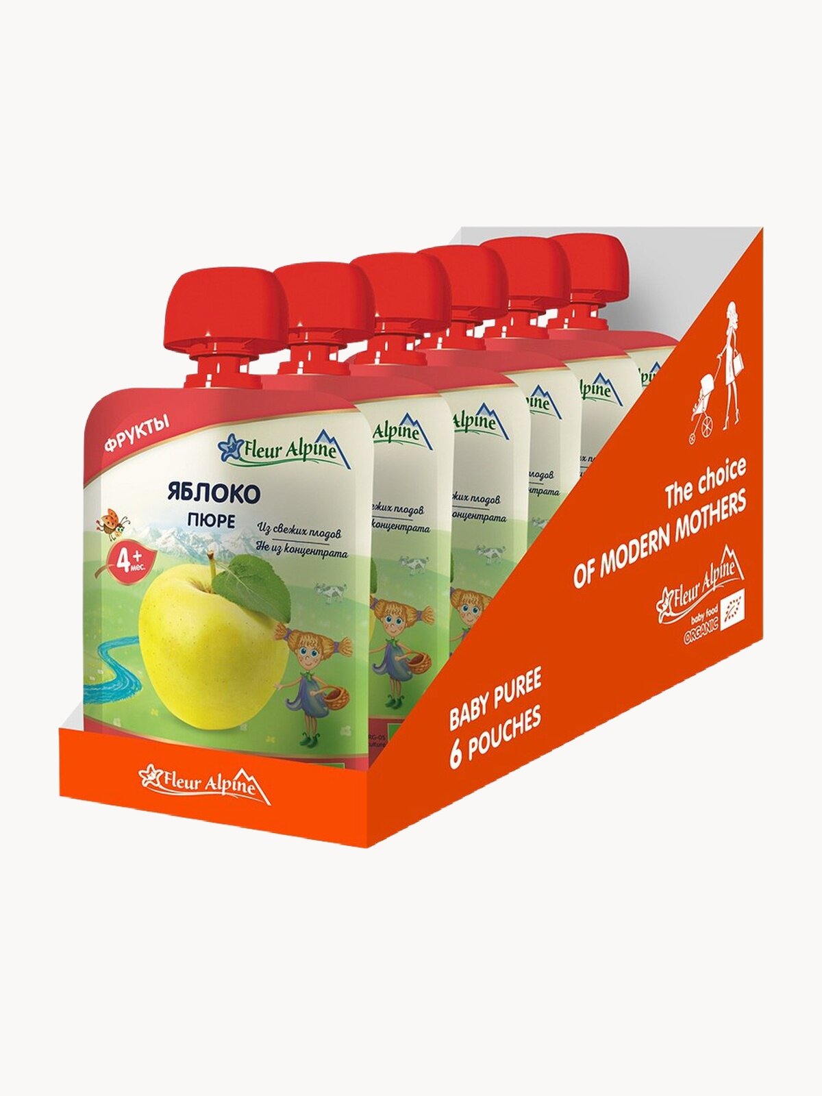 Пюре детское Fleur Alpine Яблоко, с 4 месяцев, 90 г, 6 шт.