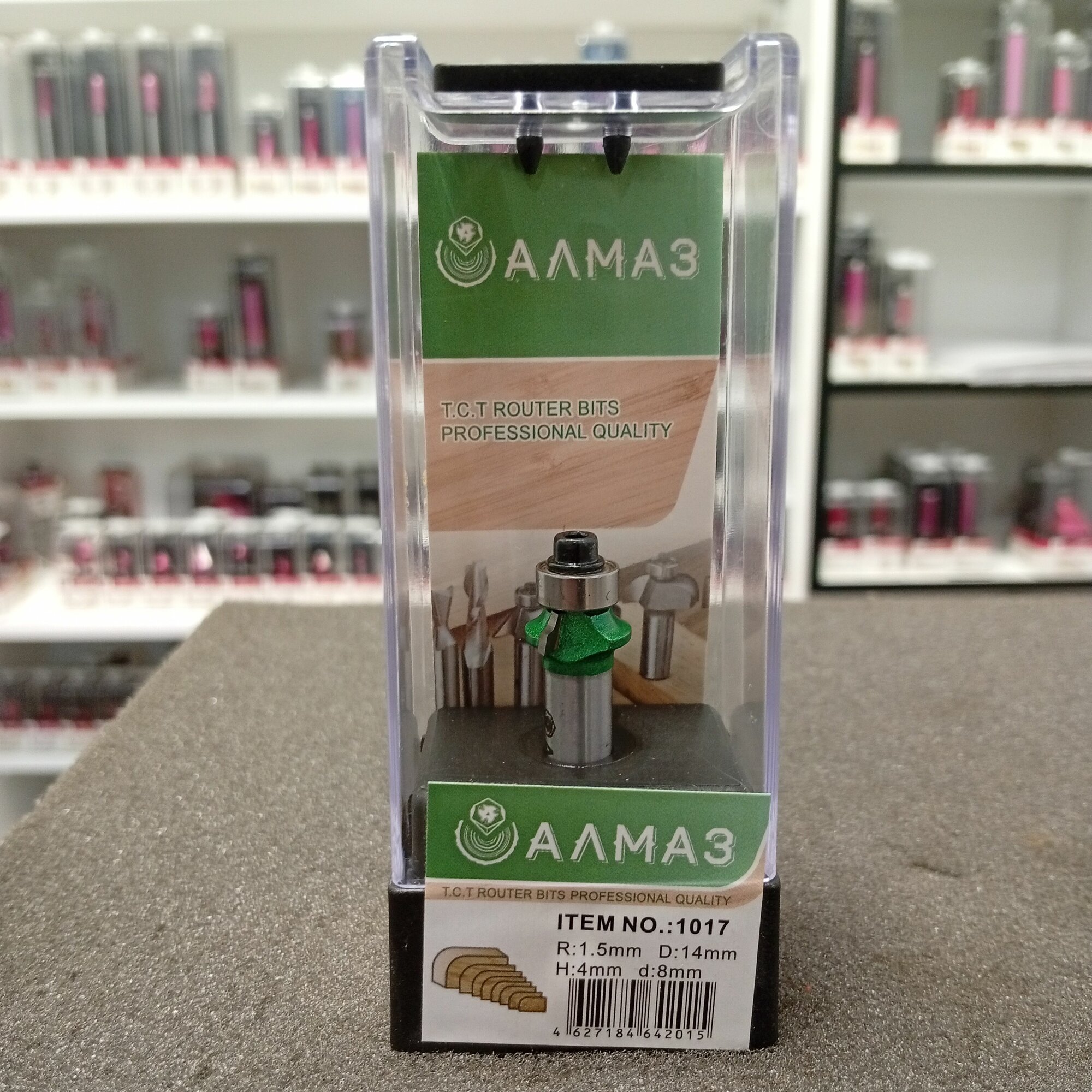 Фреза радиусная алмаз R:1,5mm для кромки ЛДСП D:14mm I:4mm d:8mm