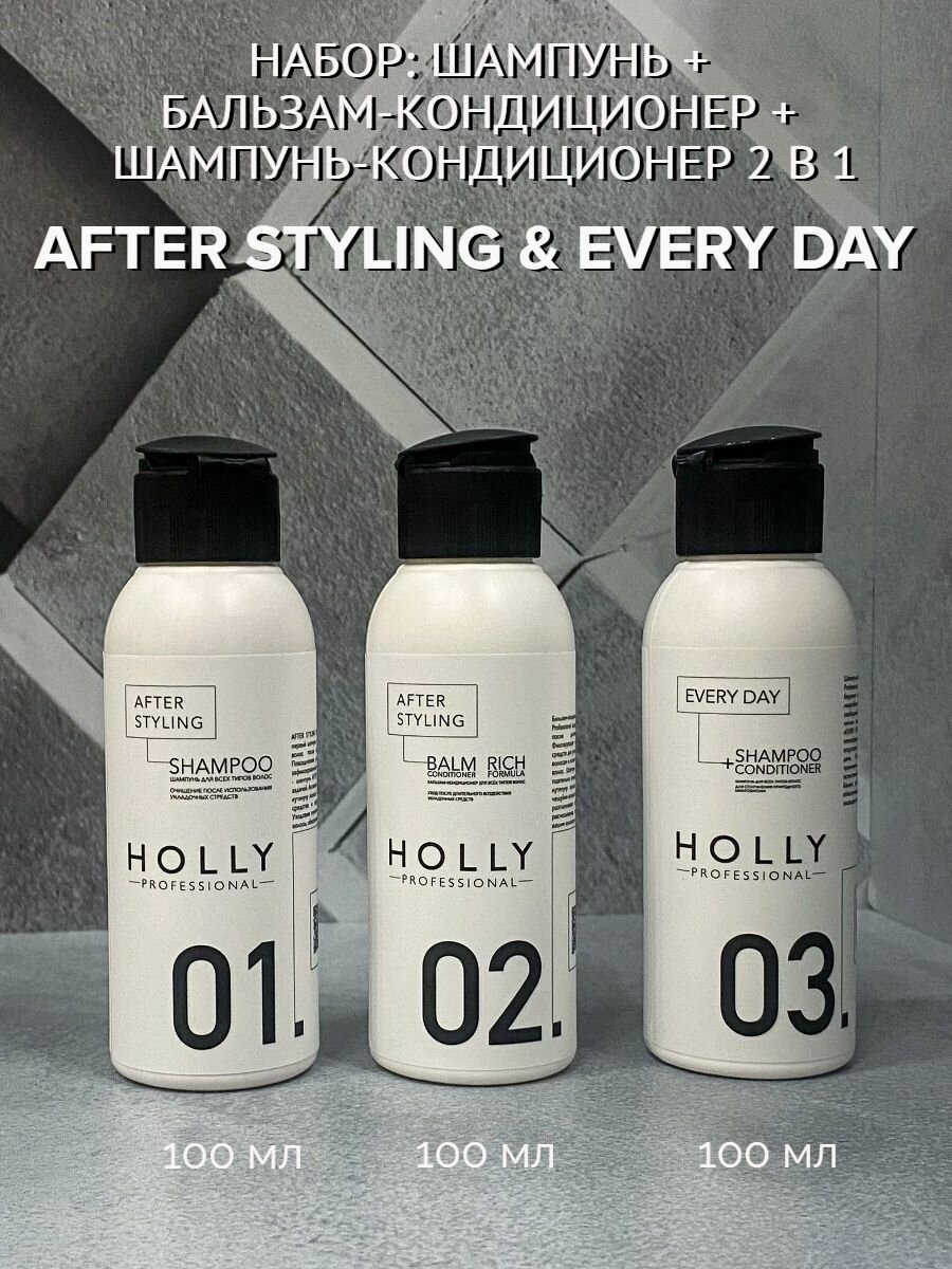 Набор для волос Holly Professional EVERY DAY + AFTER STYLING, шампунь и кондиционер 100 мл, дорожный формат
