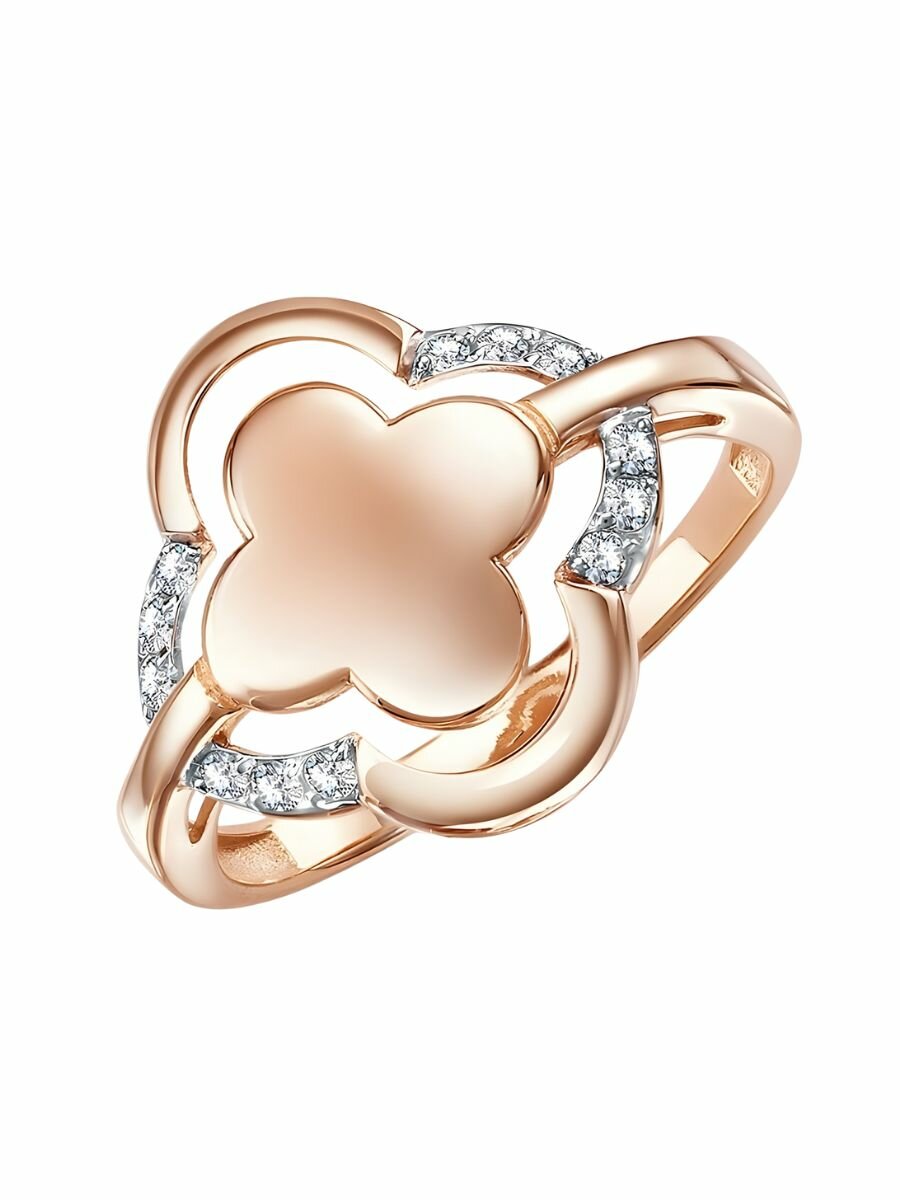 Кольцо, красное золото, 585 проба, фианит