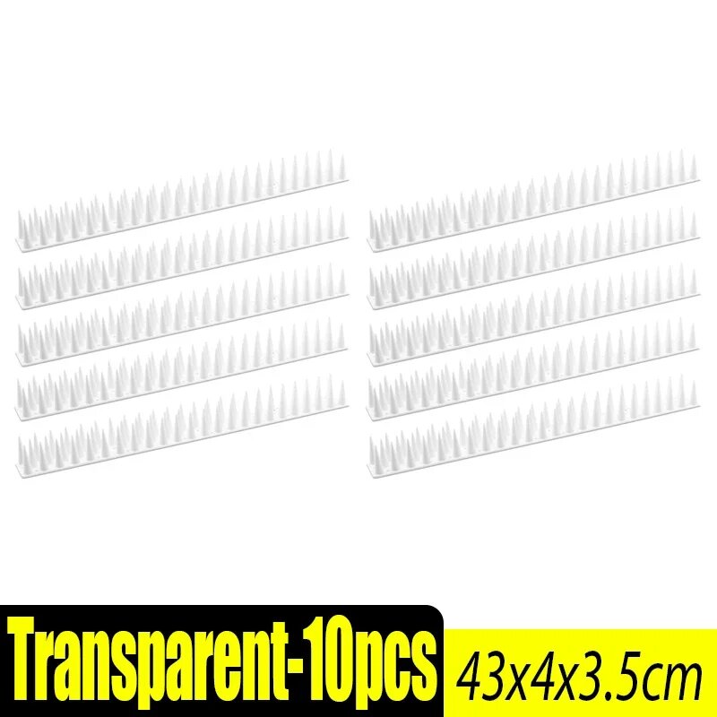 Съемные пластиковые шипы отпугиватели птиц Белый, Transparent- 10pcs