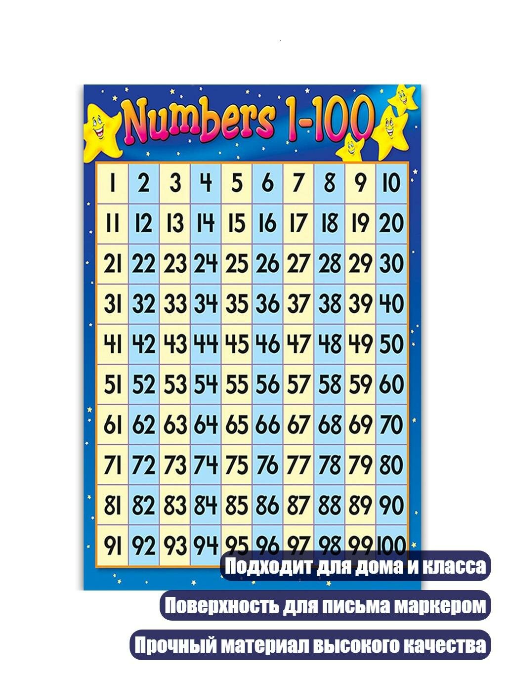 Обучающий плакат с числами 1-100 для детей, 30x42 см-13