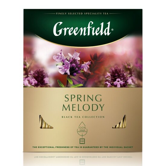 Чай Greenfield Spring Melody, черный с добавками, 100 пакетиков
