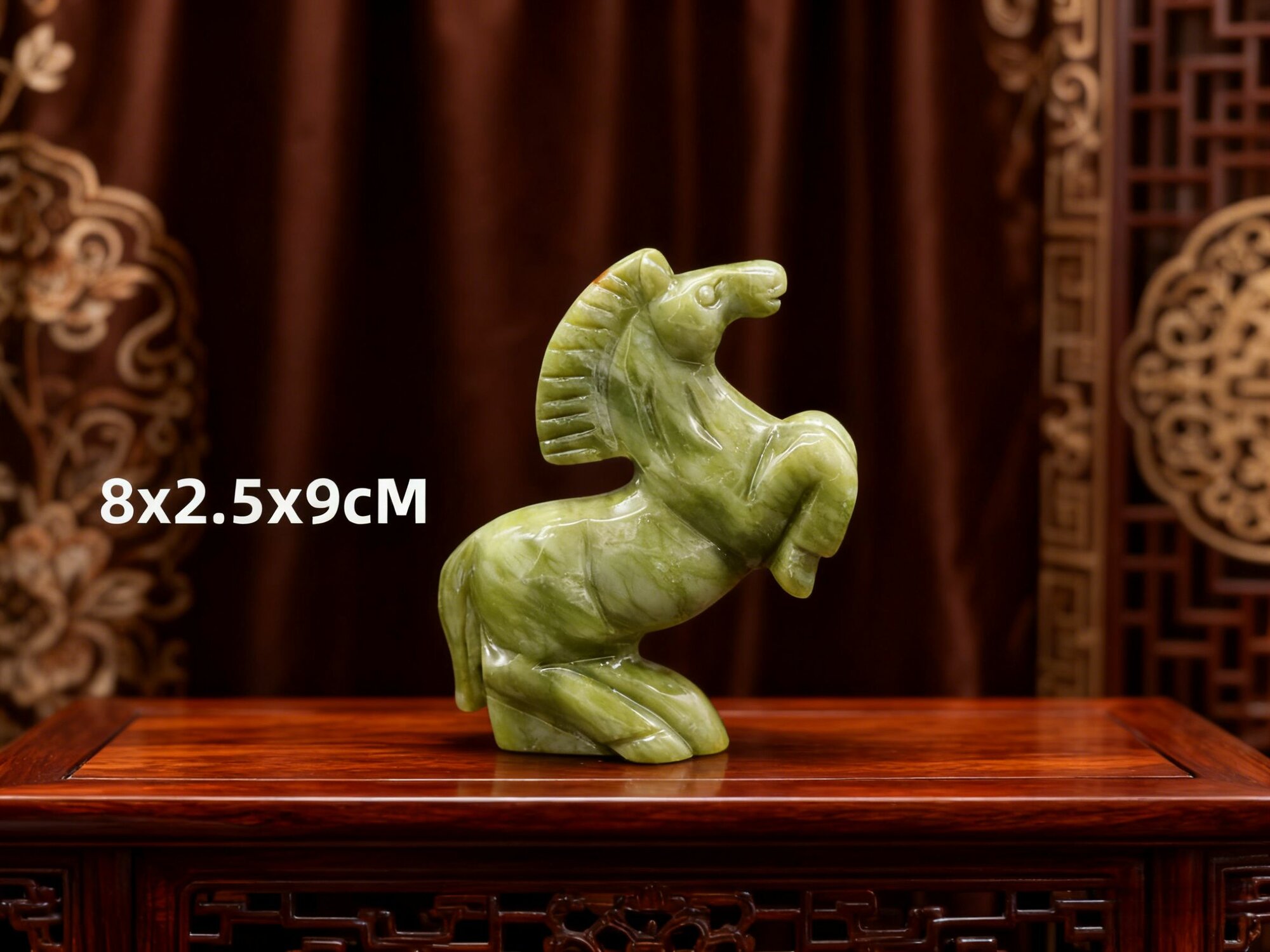 Фигурка Лошади Из Нефрита, Зеленая, 9.00X7.00X2.00 См, Для Декора Дома И Офиса, Коллекционная Скульптура