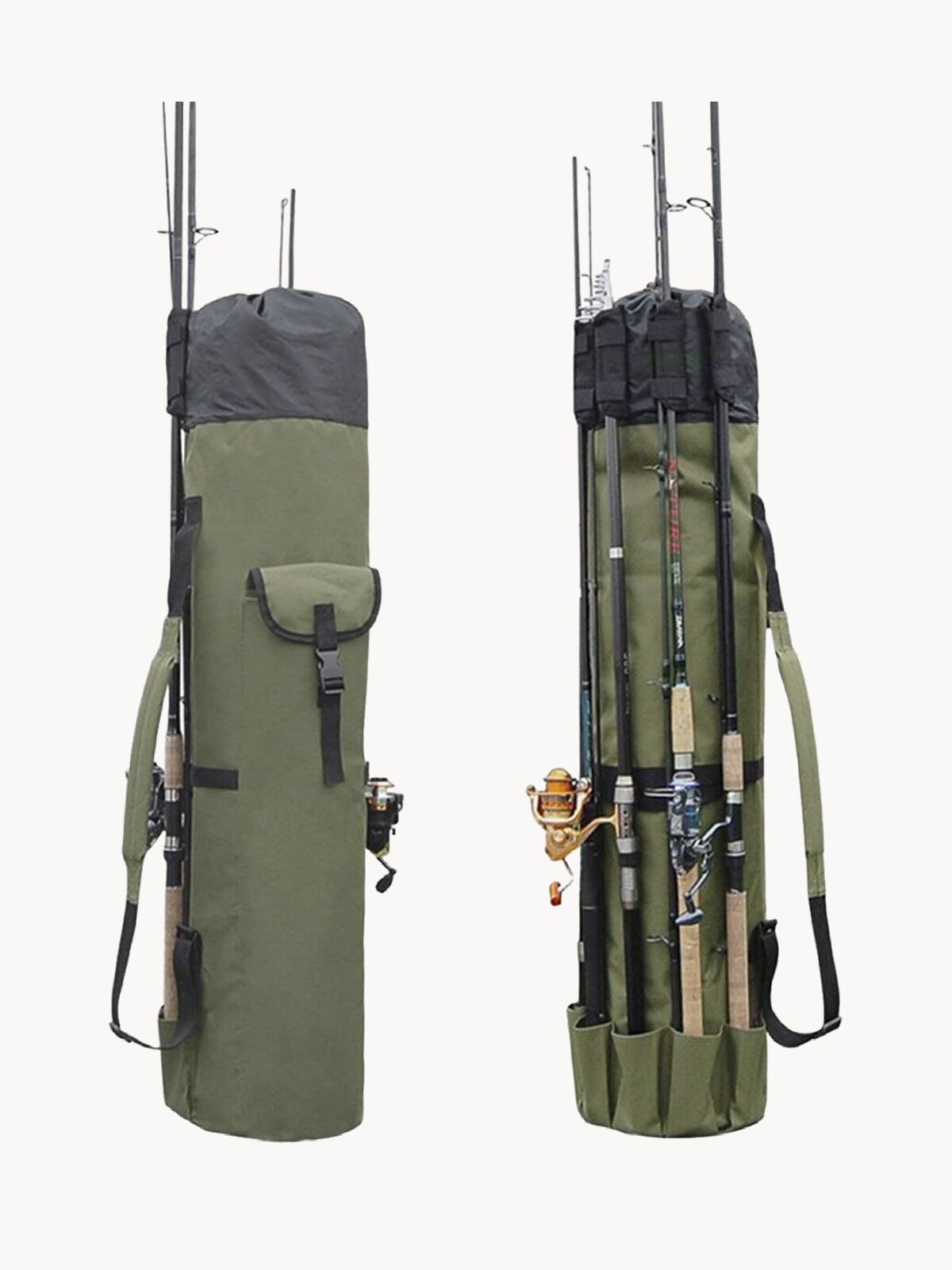 Чехол для удилищ, удочек, спиннингов пятисекционный, зеленый