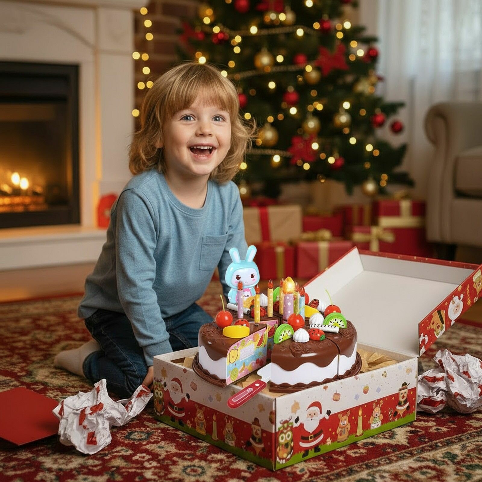 Детский подарок на день рождения, набор игрушек с едой, набор для игры в кулинарию, со свечами для детей, классическая игрушка, 38 предметов