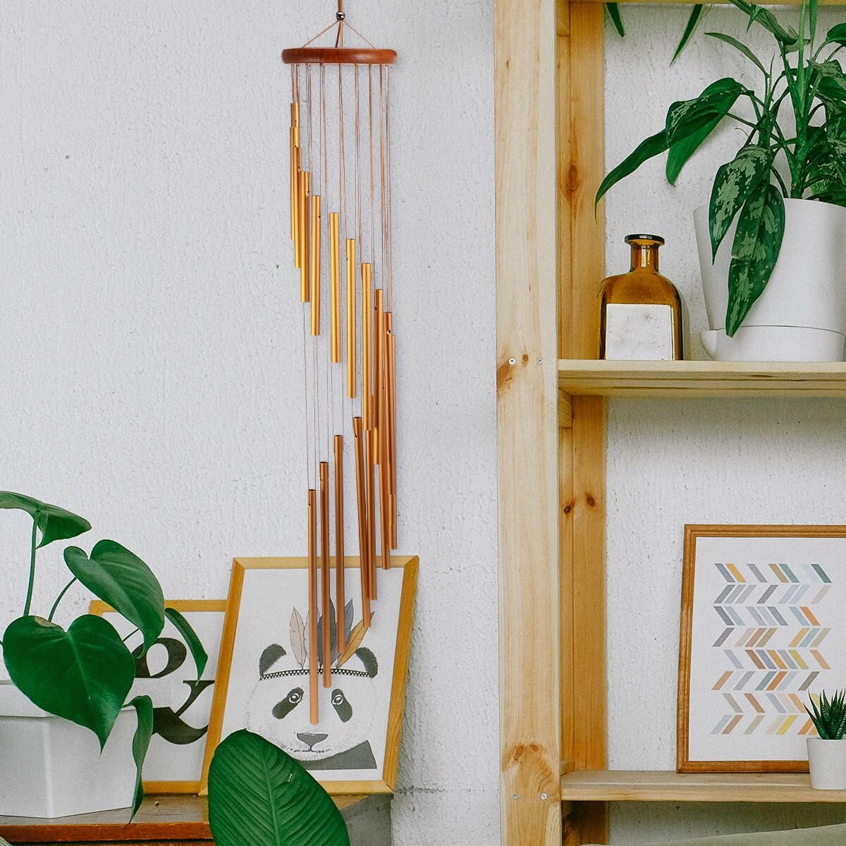 Декоративный металлический вращающийся колокольчик из металла и дерева для украшения помещений