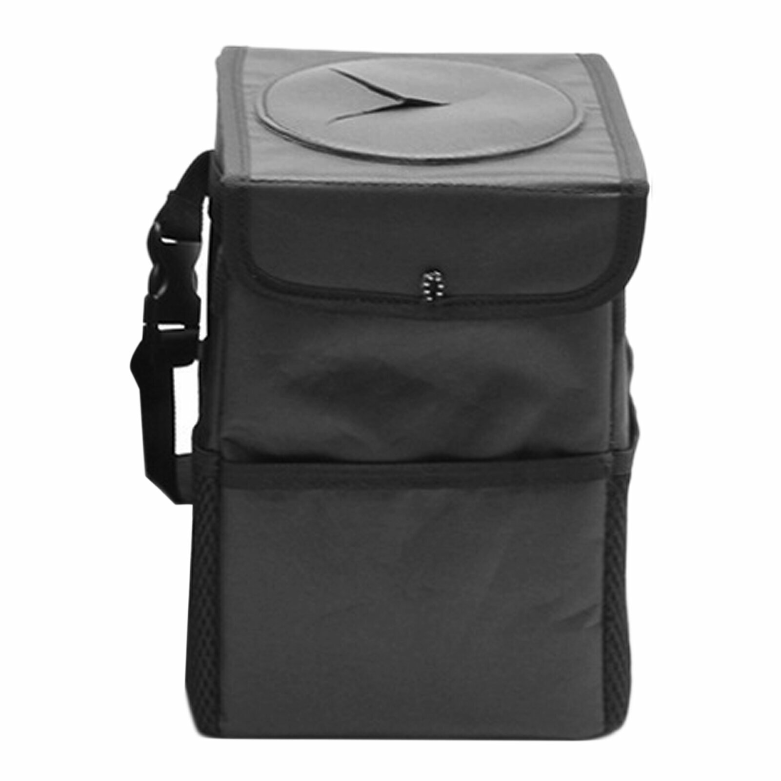 Автомобильная урна с крышкой и карманами для хранения, непротекающий органайзер, складная и портативная водонепроницаемая подвесная корзина для мусора (чёрная, малая)