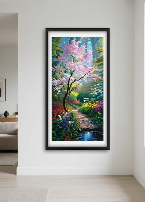 Алмазная мозаика, дерево цветущей сакуры, 50x100CM, коллаж ручной работы ручная работа сакура 50x100 см