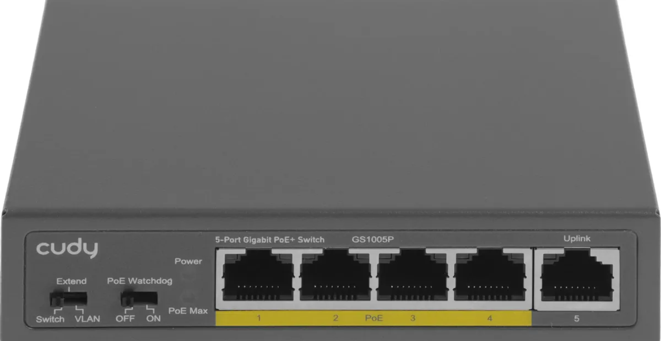 Коммутатор CUDY GS1005P, неуправляемый, базовая скорость передачи данных 10/100/1000 Мбит/с