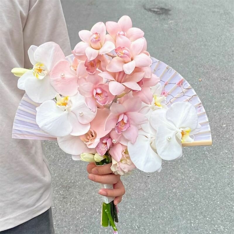 Новый китайский стиль свадебного веера, складной веер с цветами, ручной веер для свадьбы, круглый веер, приветственный свадебный фото-реквизит, веер для утреннего платья, горячая распродажа