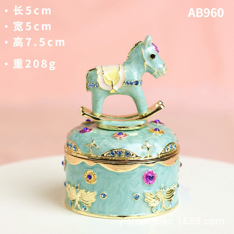 Горячие продажи металлических эмалевых поделок, креативный домашний декор, интернет-знаменитость, легкая роскошь, милый мультяшный качающийся лошадка, настольный орнамент, подарок