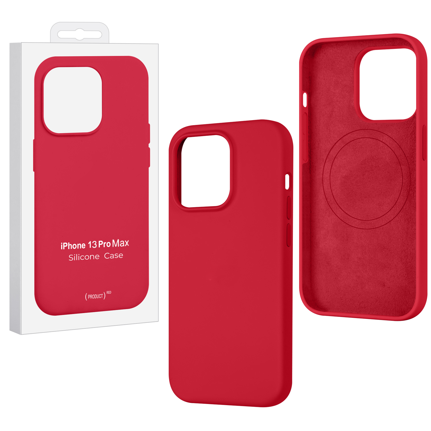 Чехол для iPhone 13 Pro Max Silicon Case Red, анимация NFC, поддержка беспроводной зарядки, красный