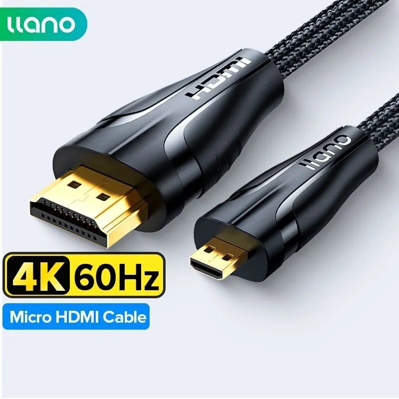 LLANO Видеокабель Micro-HDMI тип D/HDMI, 2 м, черный