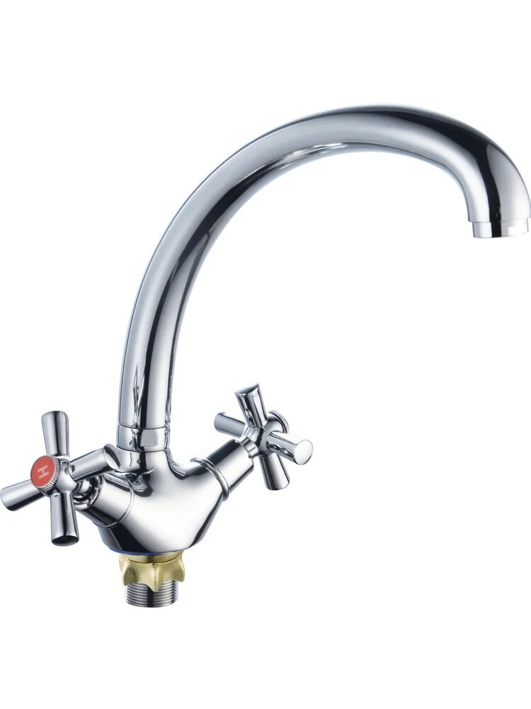 Смеситель для кухни РМС SL138-273F с поворотным изливом, хром, глянцевый, вентильный, латунный