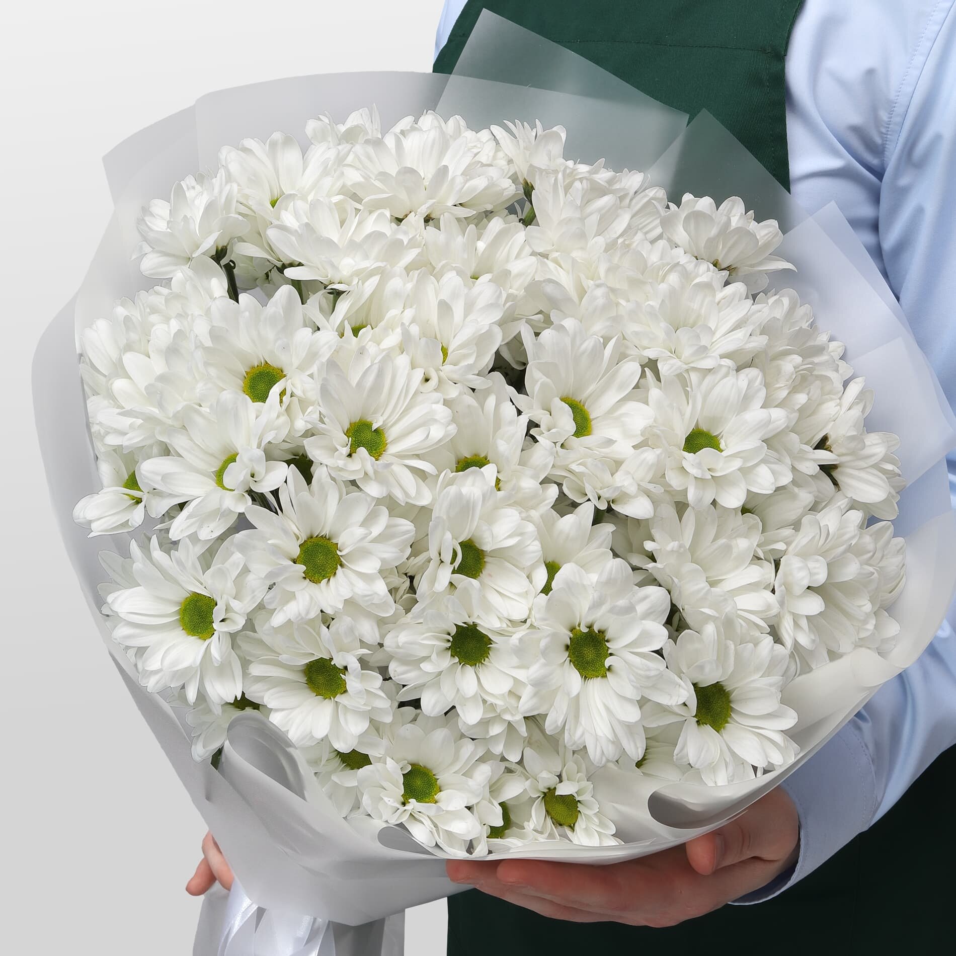 Букет из Белых Кустовых Хризантем 9 шт «Свет в окне»